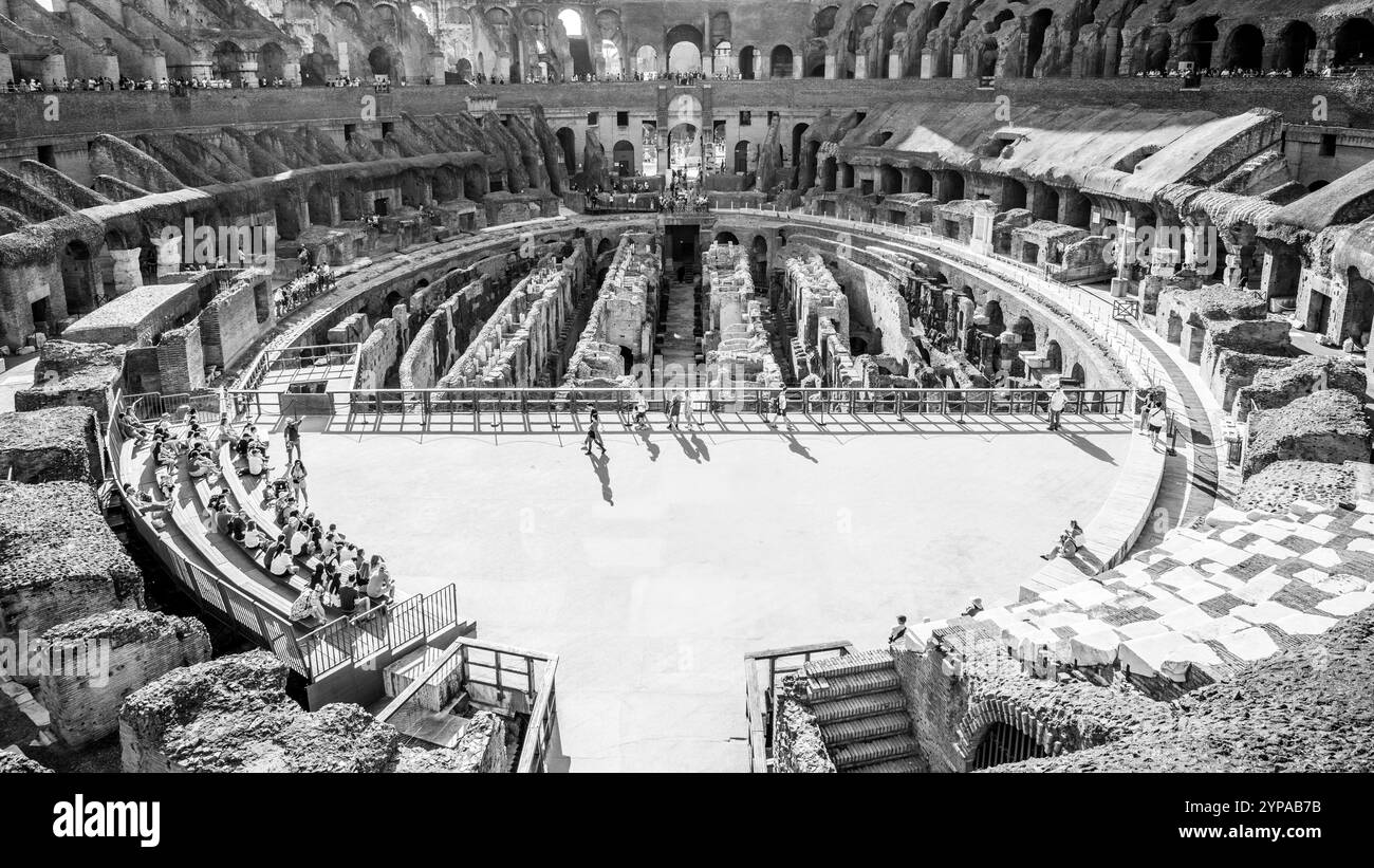 Visitors admire the intricate design of the Colosseum's interior in ...