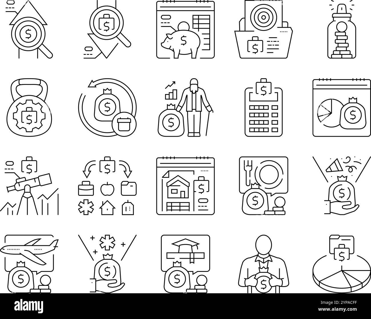 budget planning finance saving icons set vector Stock Vector Image ...