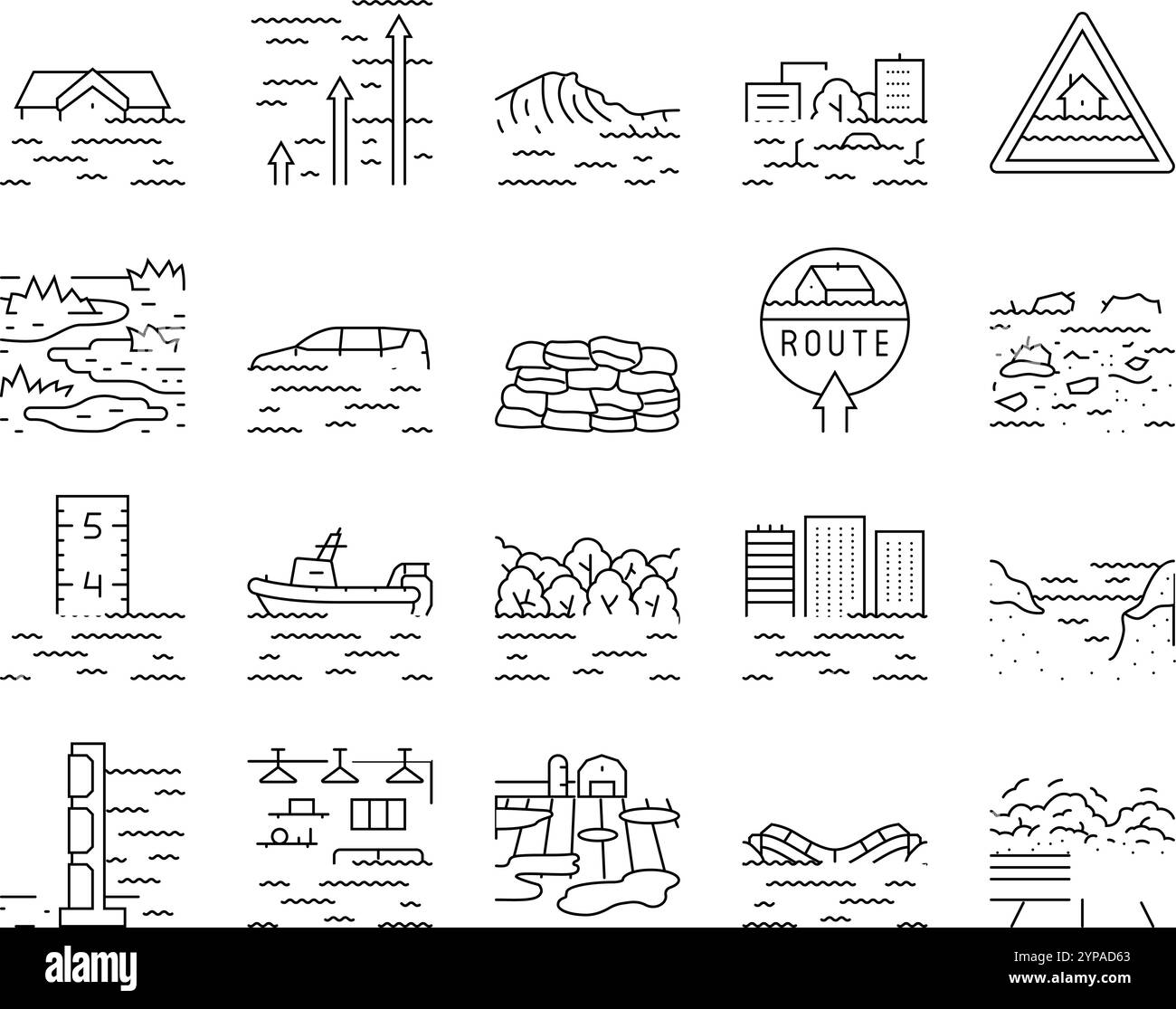 flood water disaster rain icons set vector Stock Vector Image & Art - Alamy