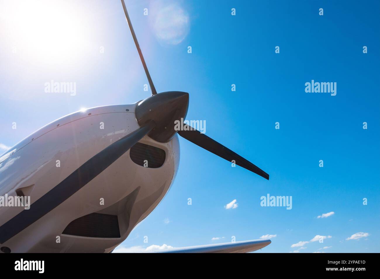 Single-engine aircraft propeller close up Stock Photo - Alamy