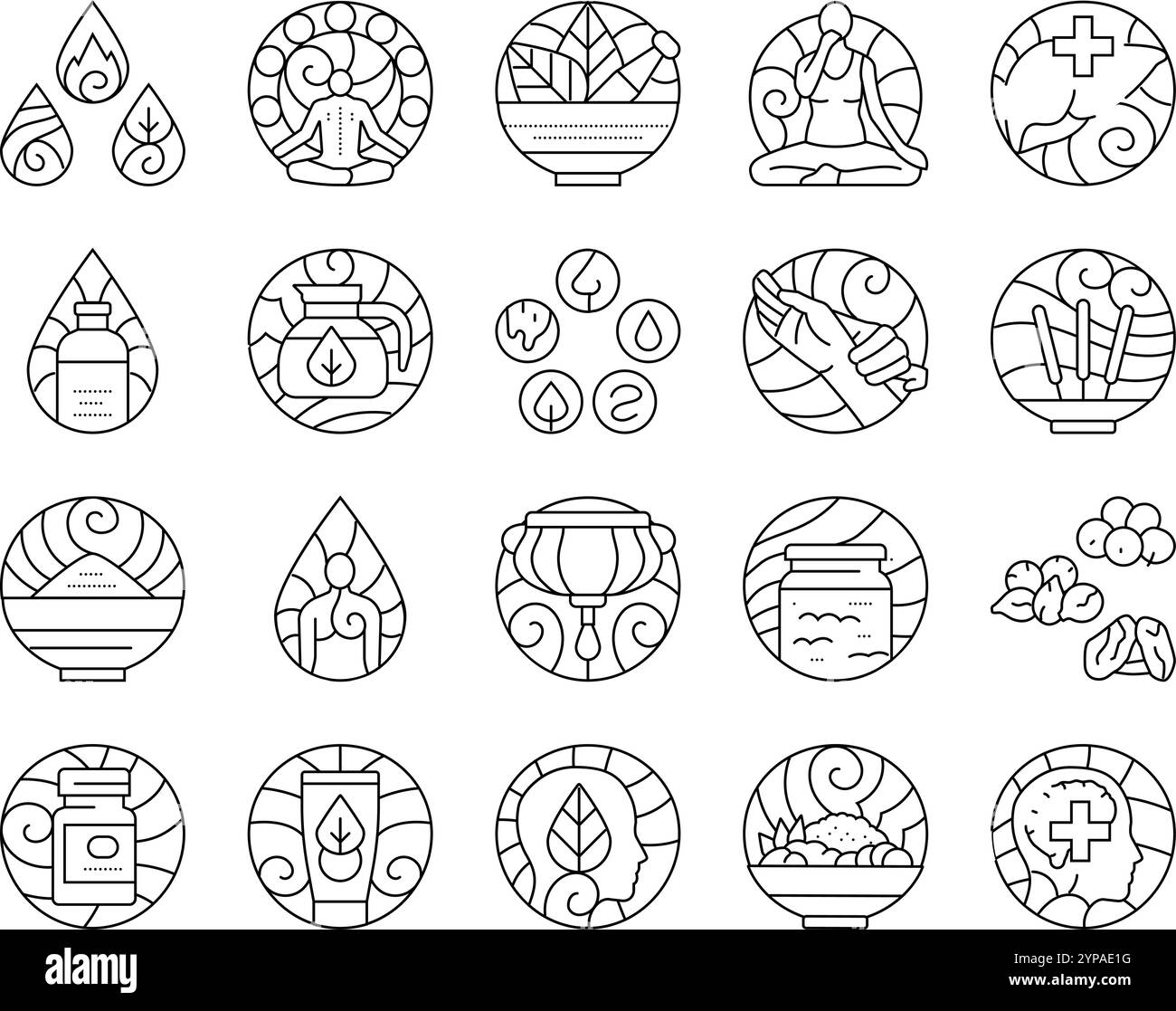 ayurveda dosha vata pitta icons set vector Stock Vector Image & Art - Alamy