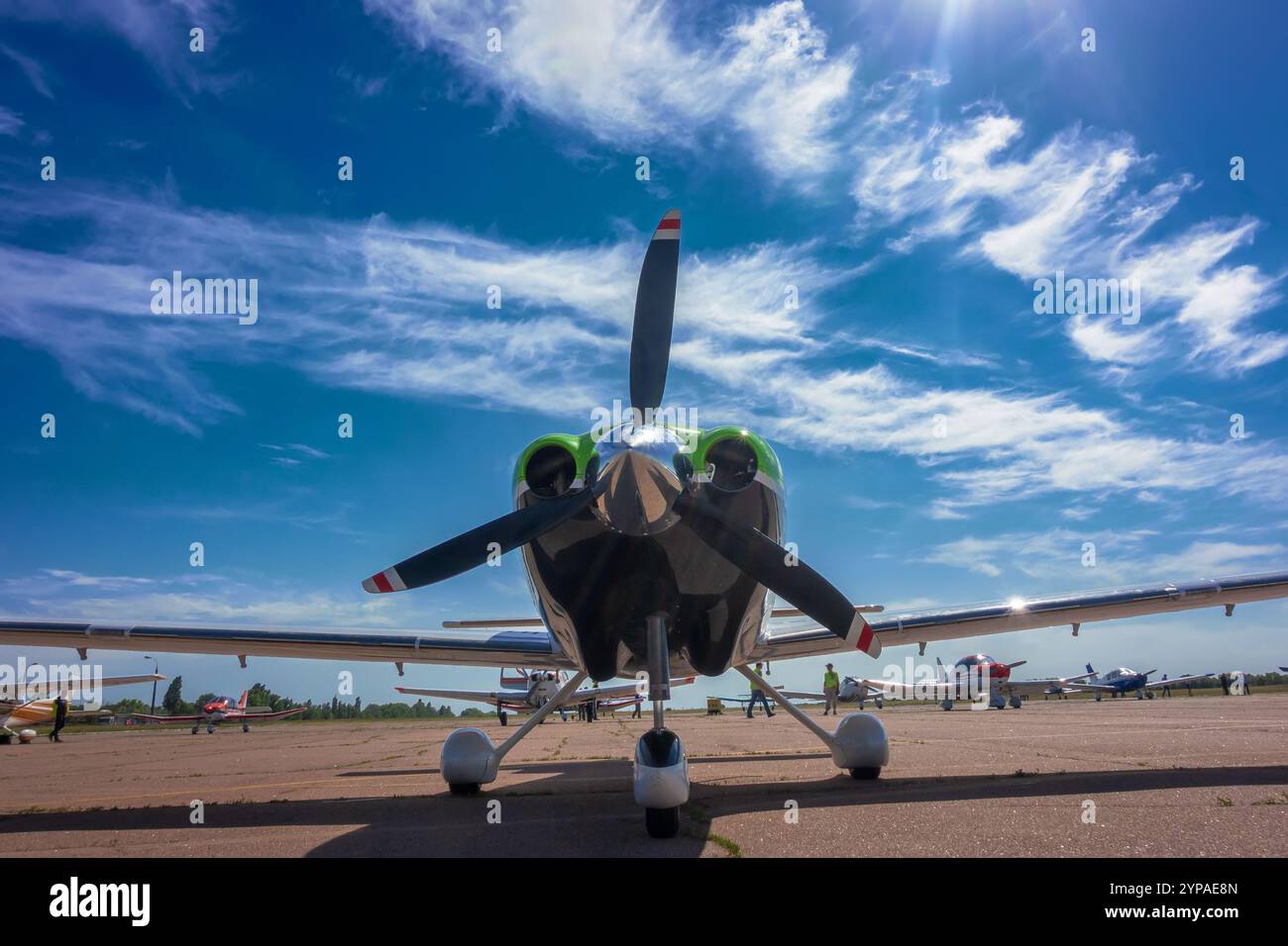 Training airplane is high-wing design and durable airframe Stock Photo ...