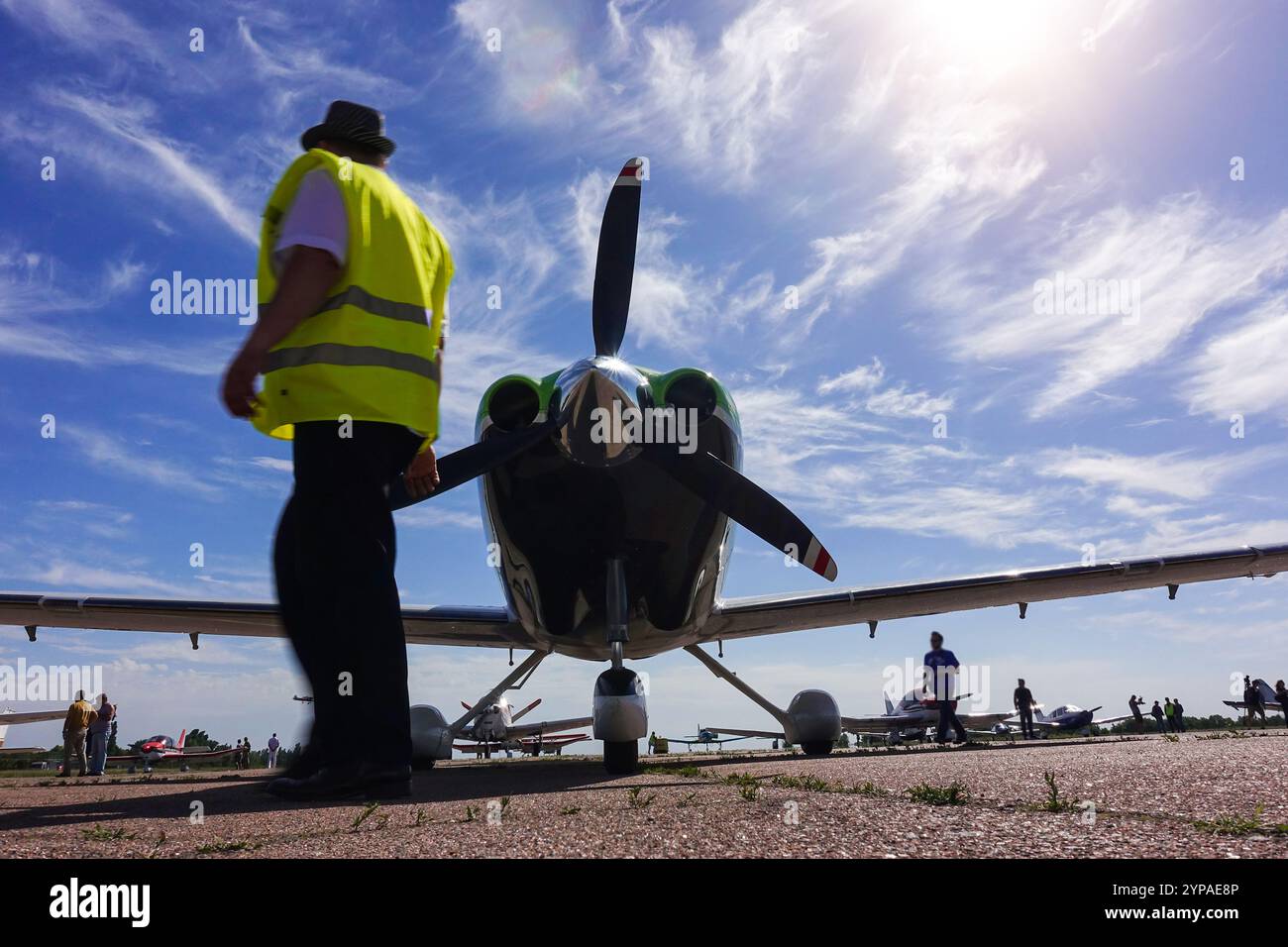 Training airplane is high-wing design and durable airframe Stock Photo ...
