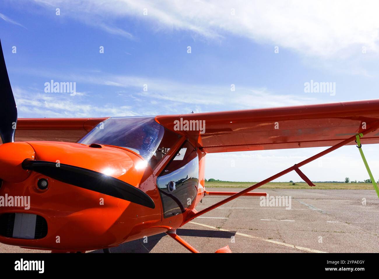 Training airplane is high-wing design and durable airframe Stock Photo ...