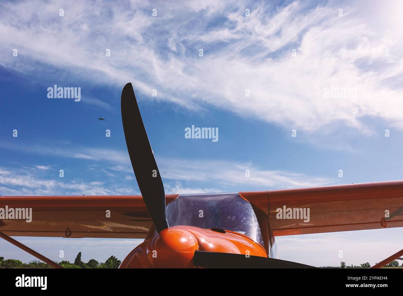 Training airplane is high-wing design and durable airframe Stock Photo ...