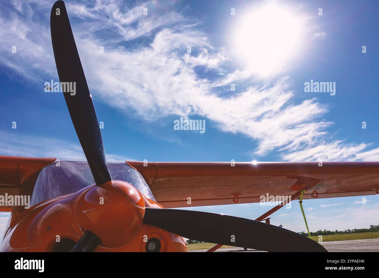 Training airplane is high-wing design and durable airframe Stock Photo ...
