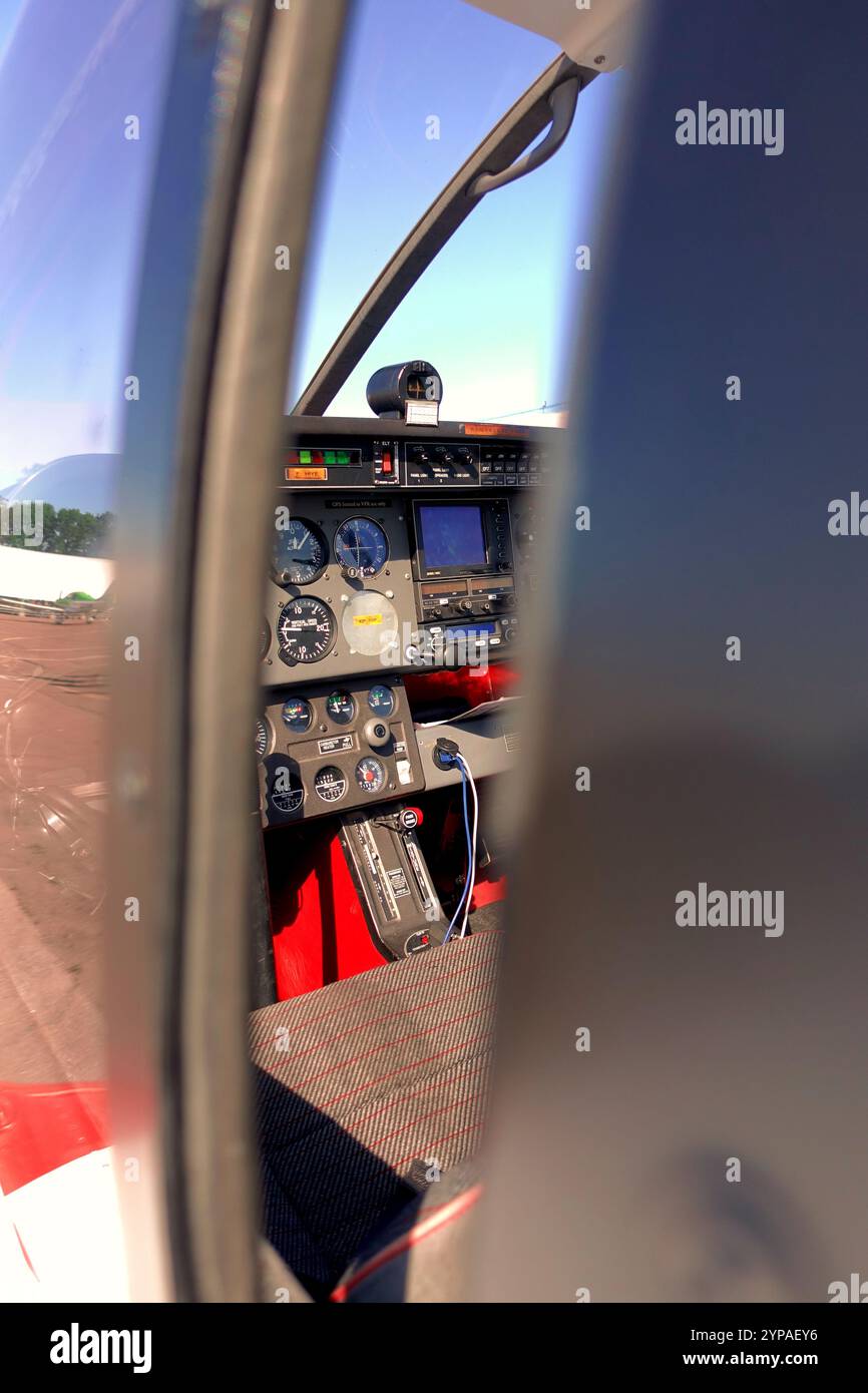Ukraine, Cherkassy - June 26, 2018: Instrument panel in the cockpit of ...