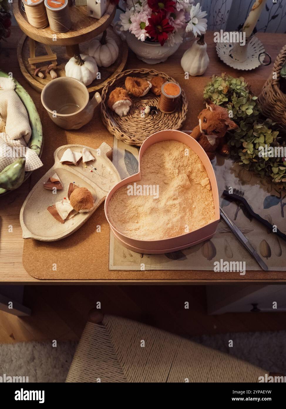 Craft Table with Tools and Materials for Teddy Toy Making Stock Photo ...