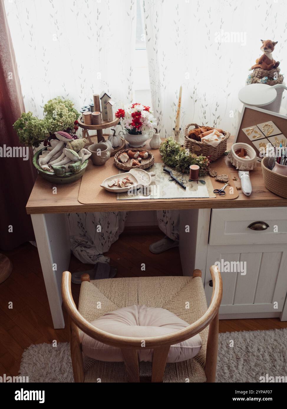 Craft Table with Tools and Materials for Teddy Toy Making Stock Photo ...