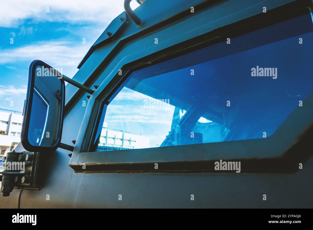 Bulletproof window of an armored car Stock Photo - Alamy
