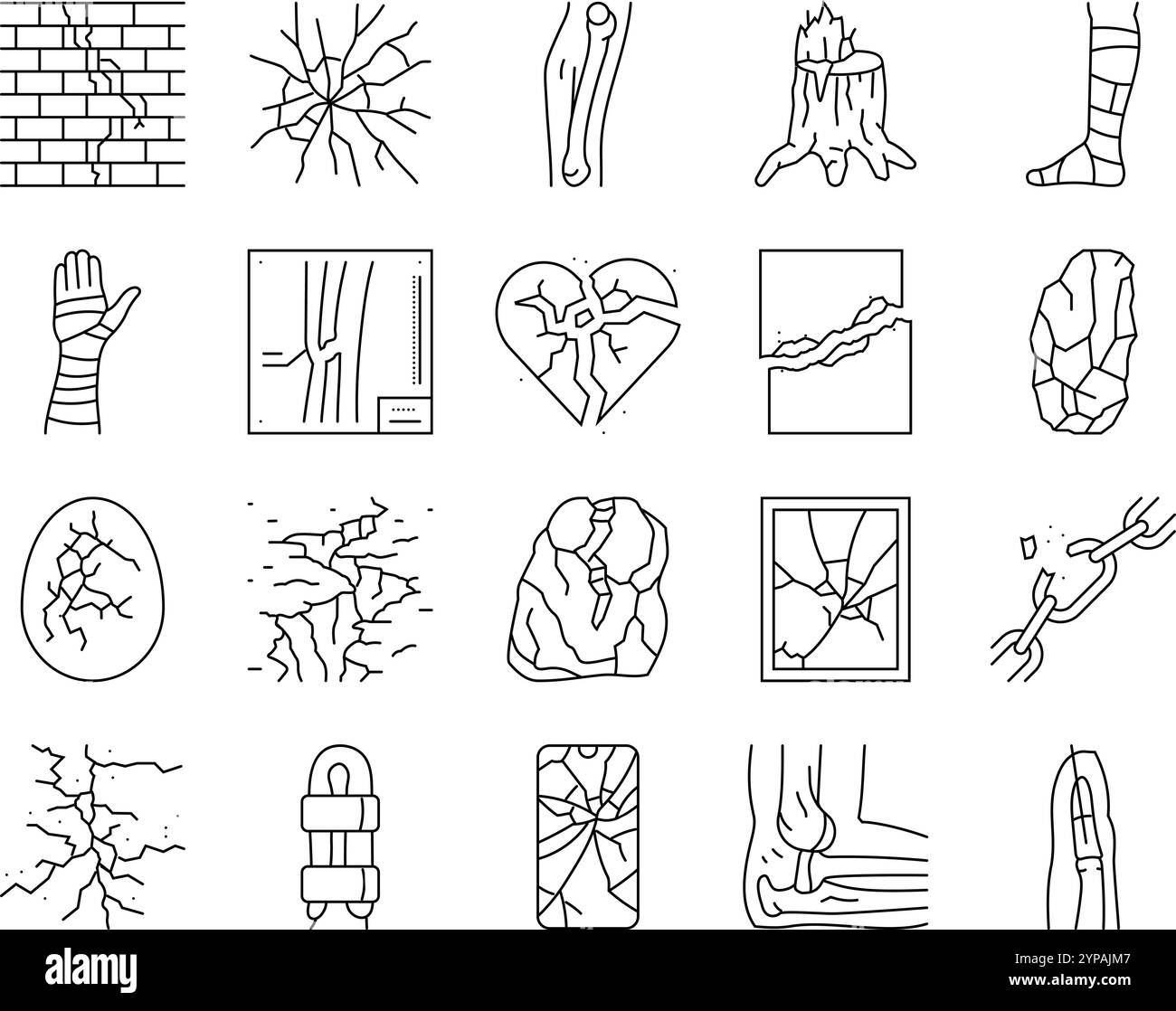 fracture bone break injury icons set vector Stock Vector Image & Art ...