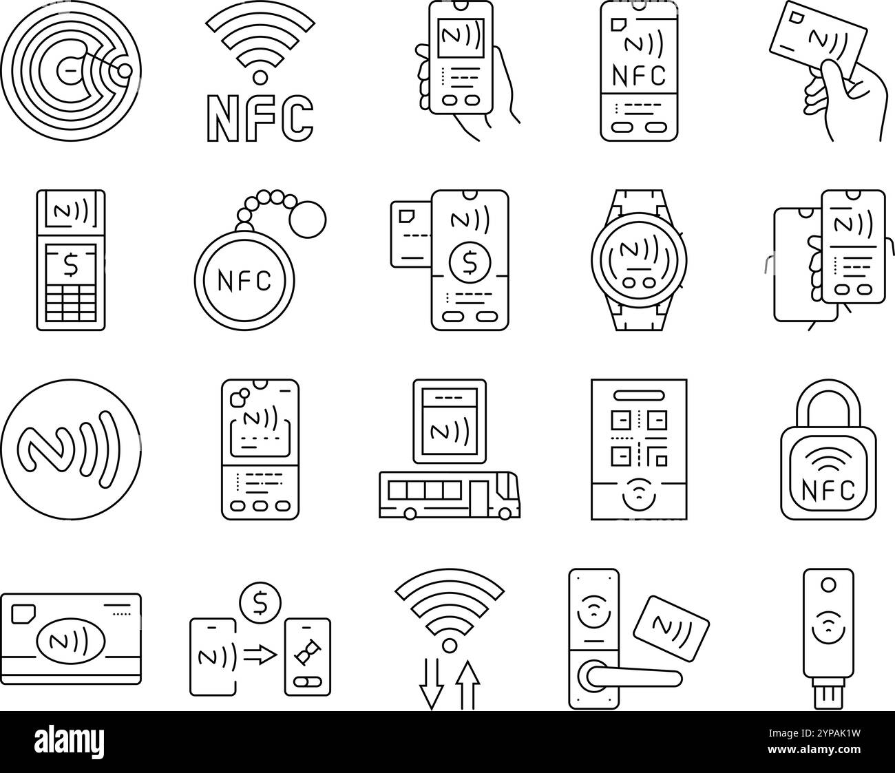 nfc technology contactless icons set vector Stock Vector Image & Art ...