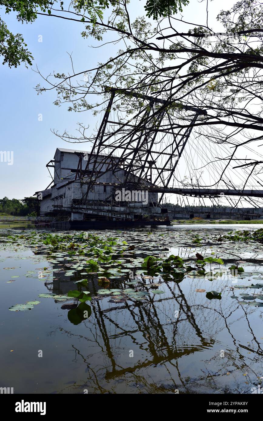 The last abandoned tin mining dredger during British colonial now ...
