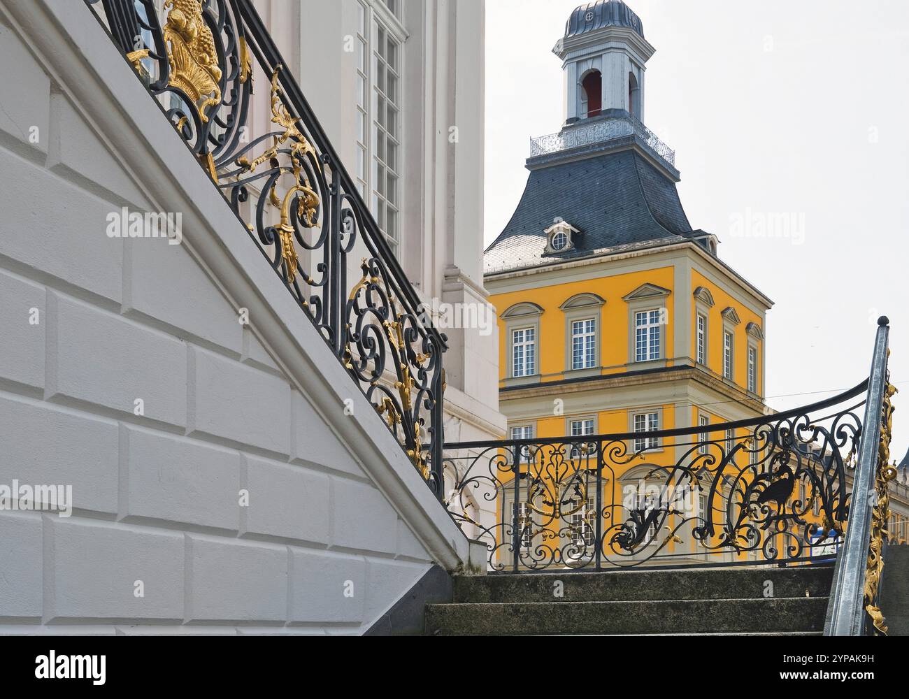 Staircase of the Old Town Hall and tower of the neighboring castle ...