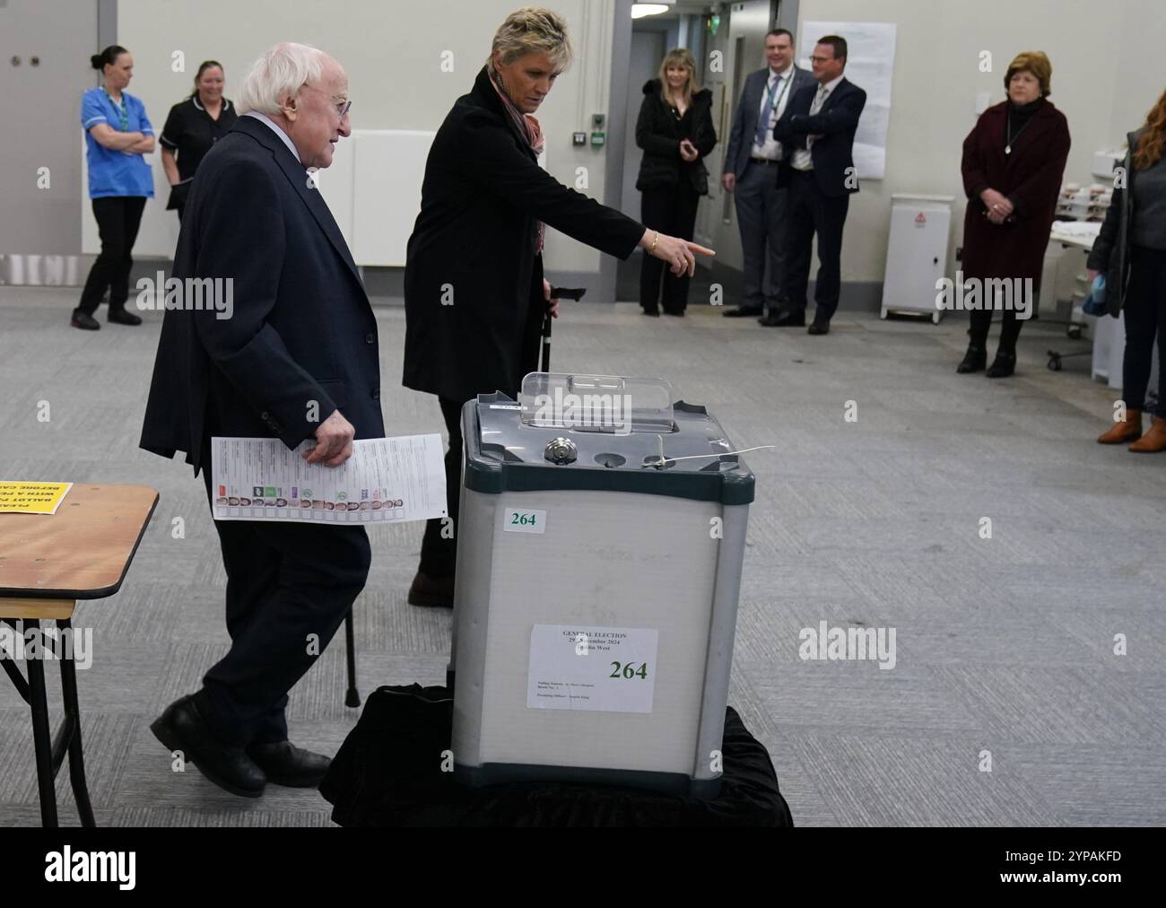 Irish President Michael D Higgins casts his vote for the 2024 General ...