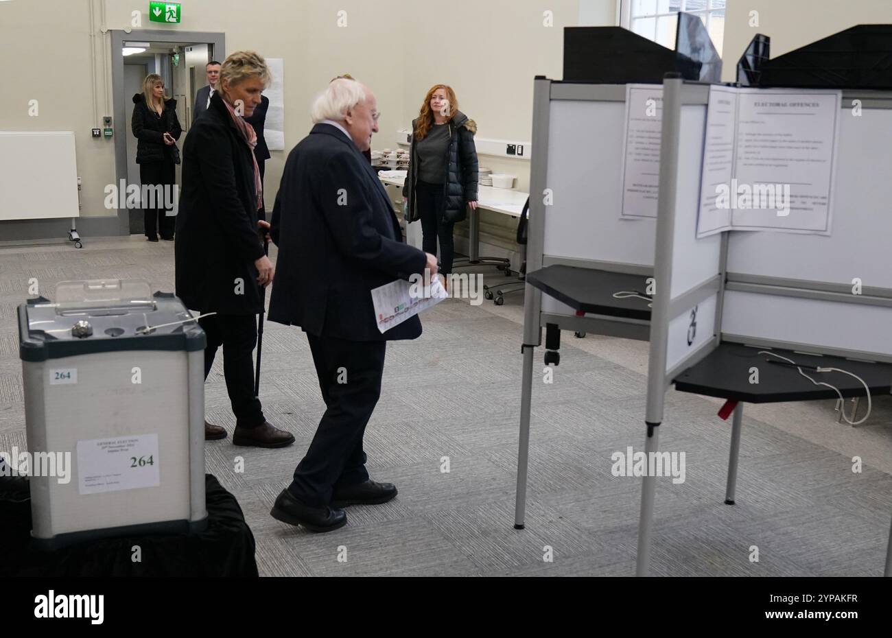 Irish President Michael D Higgins casts his vote for the 2024 General ...
