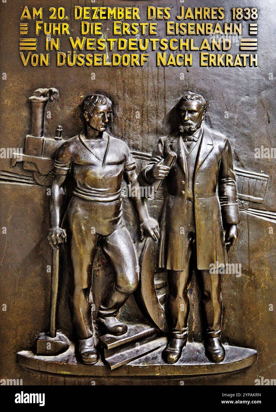 Memorial plaque at the main station commemorating the first railroad ...