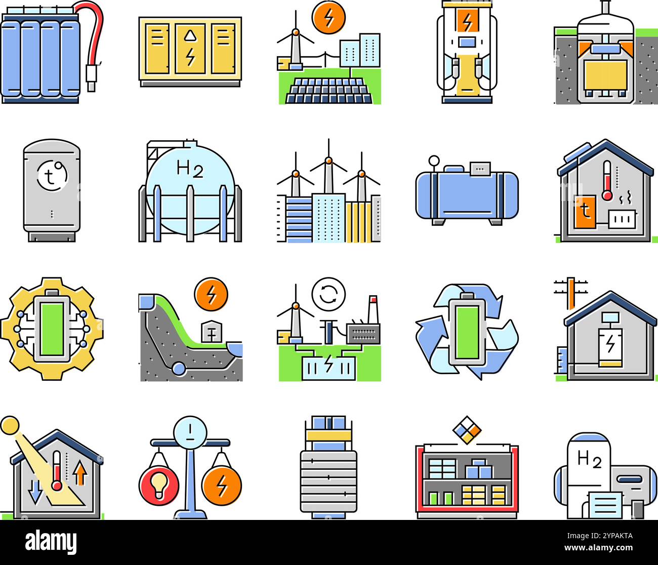 energy storage power system icons set vector Stock Vector Image & Art ...