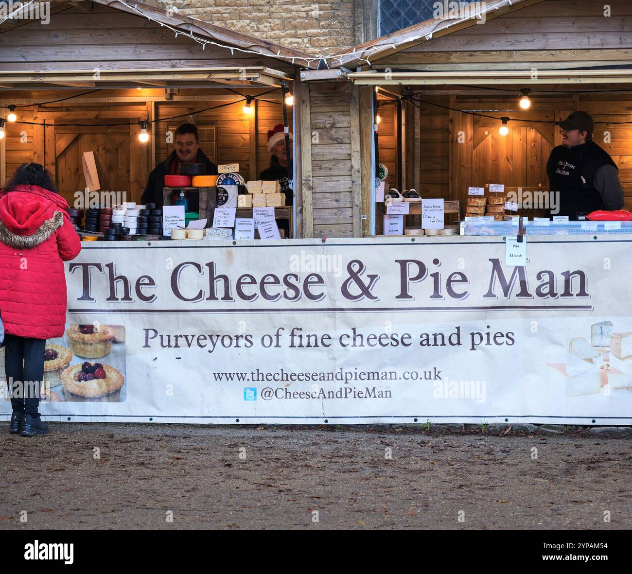 Festive food stall at the christmas fair, Burghley House, Stamford ...