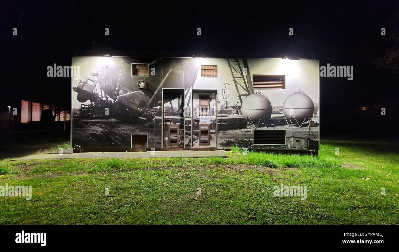the facade of a transformer house was designed with old photos from the ...