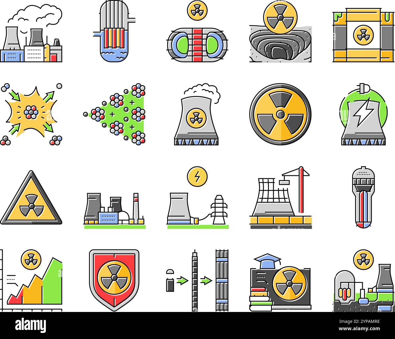 nuclear energy power plant icons set vector Stock Vector Image & Art - Alamy