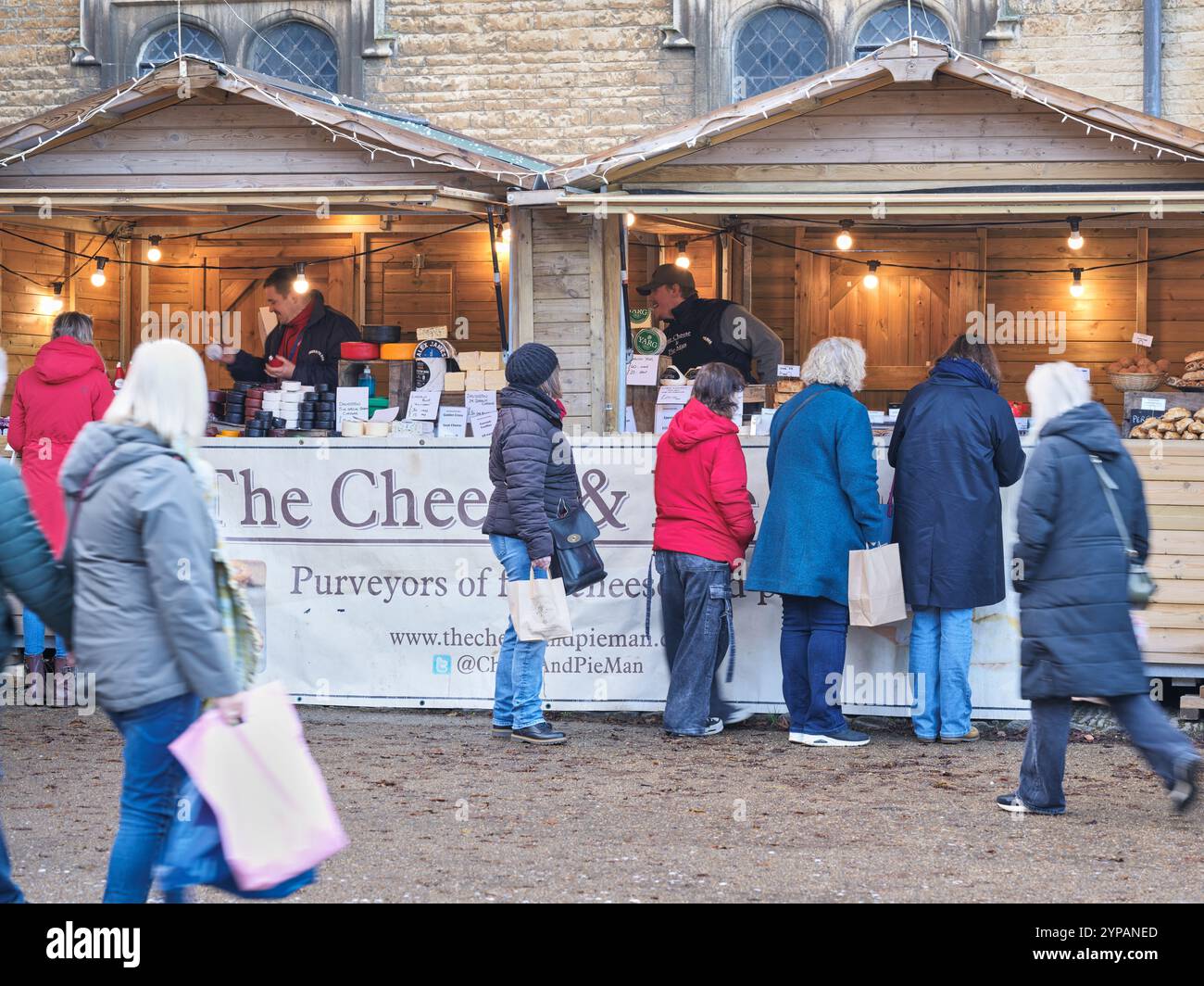 Festive food stall at the christmas fair, Burghley House, Stamford ...