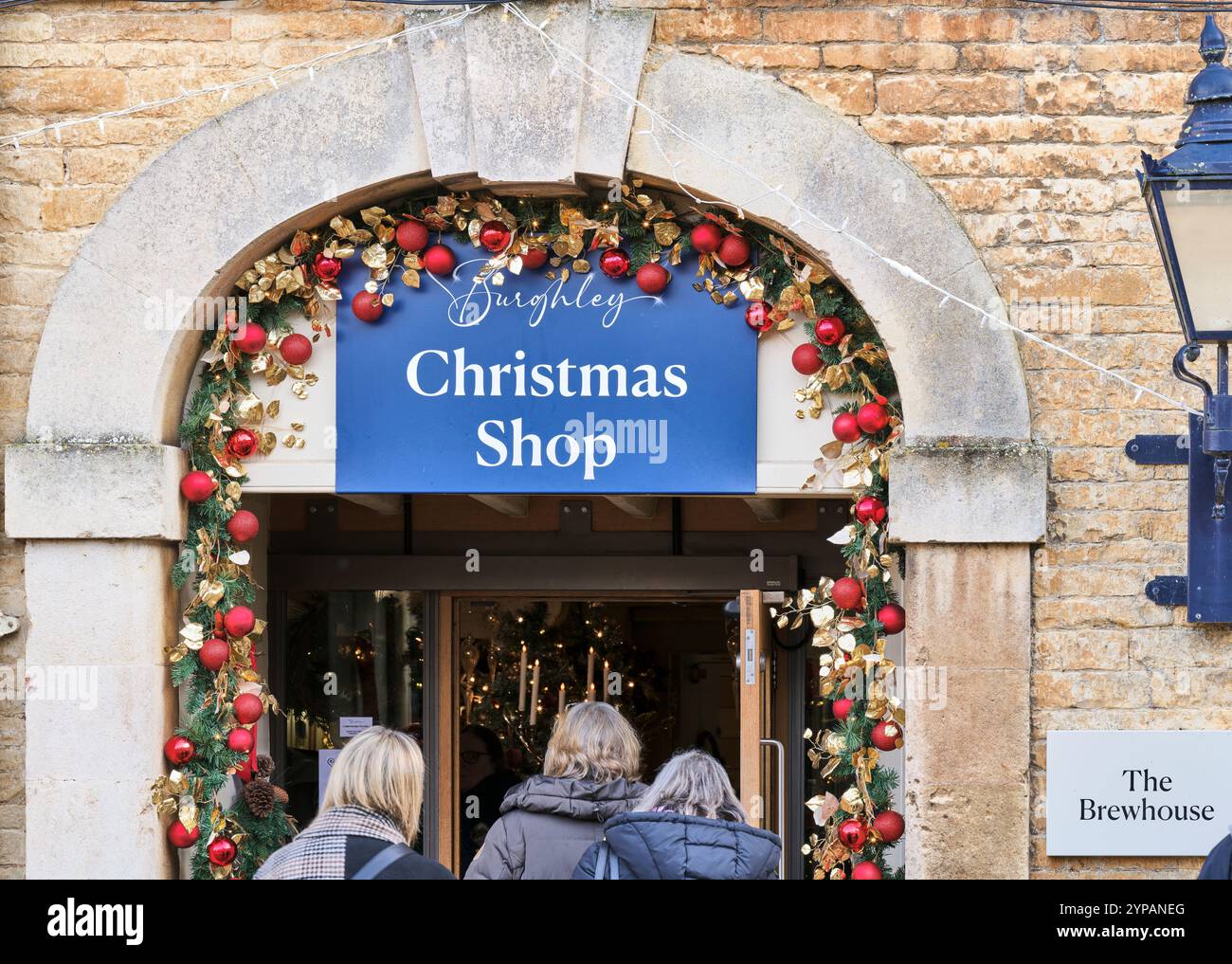 Christmas shop at the christmas fair, Burghley House, Stamford, England ...