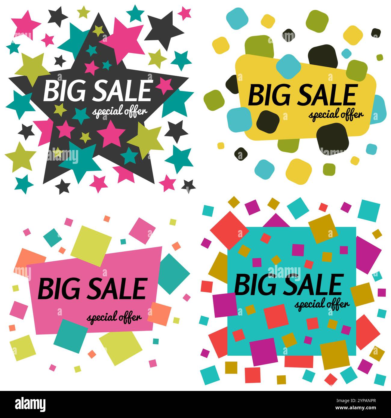 Set of big sale special offer square banners on white background ...