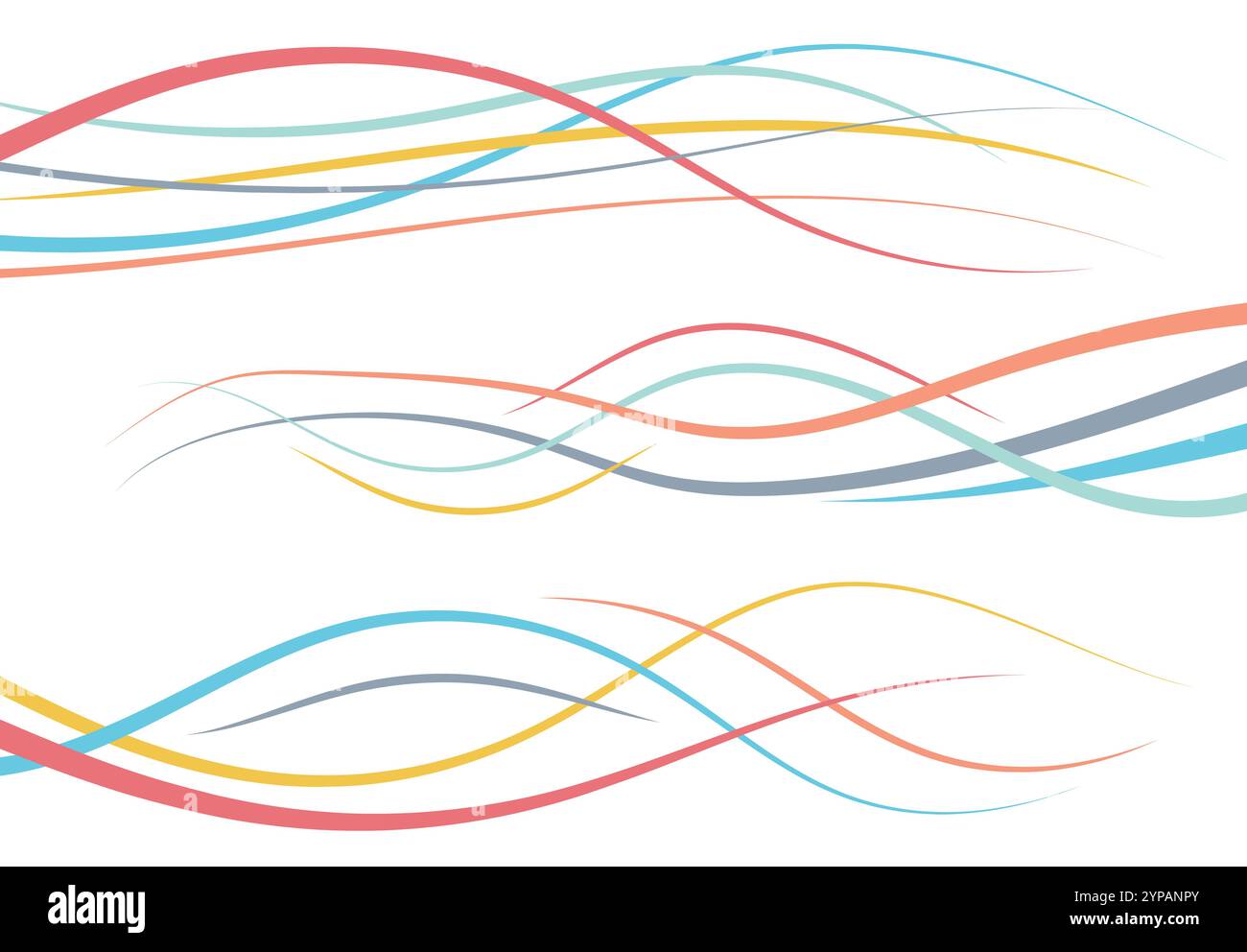 Set of abstract color curved lines. Wave design element. Vector ...