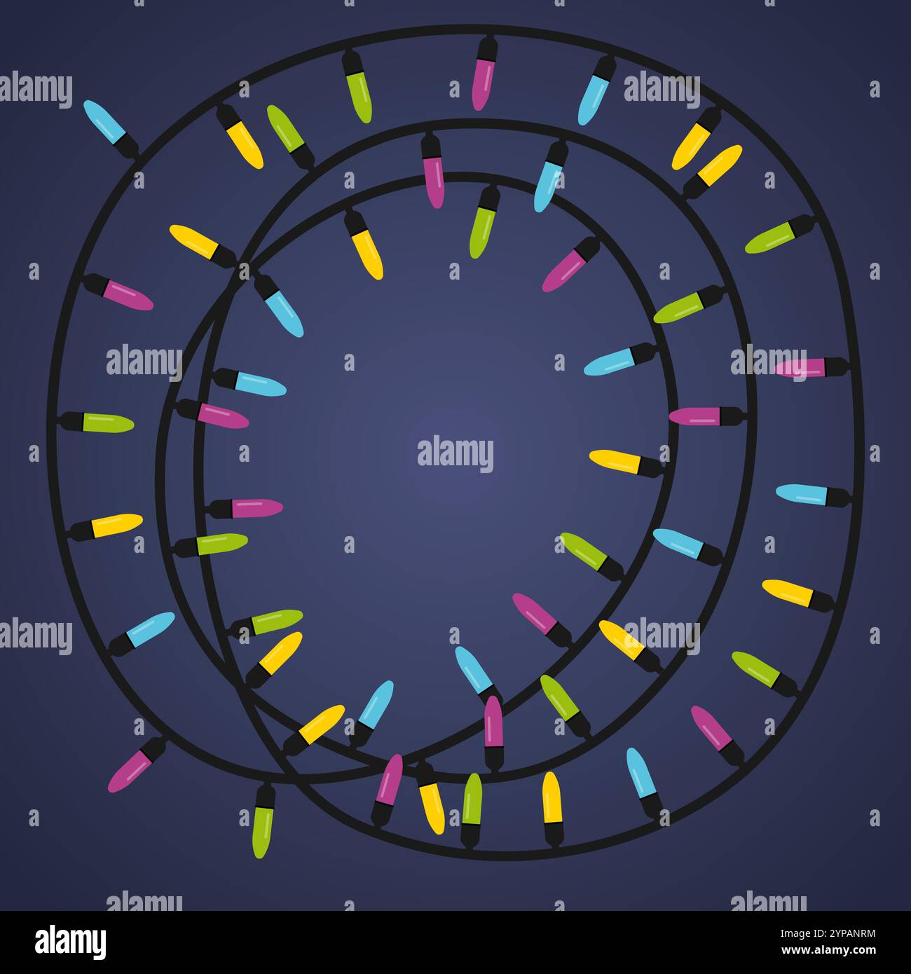 Garland with colored lights. Garland is in the shape of circle Stock ...