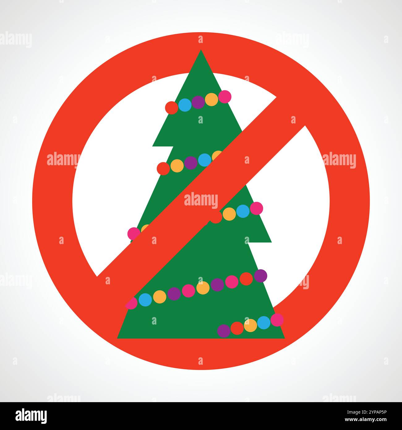No Christmas tree. Red prohibition sign with Christmas tree. Vector ...