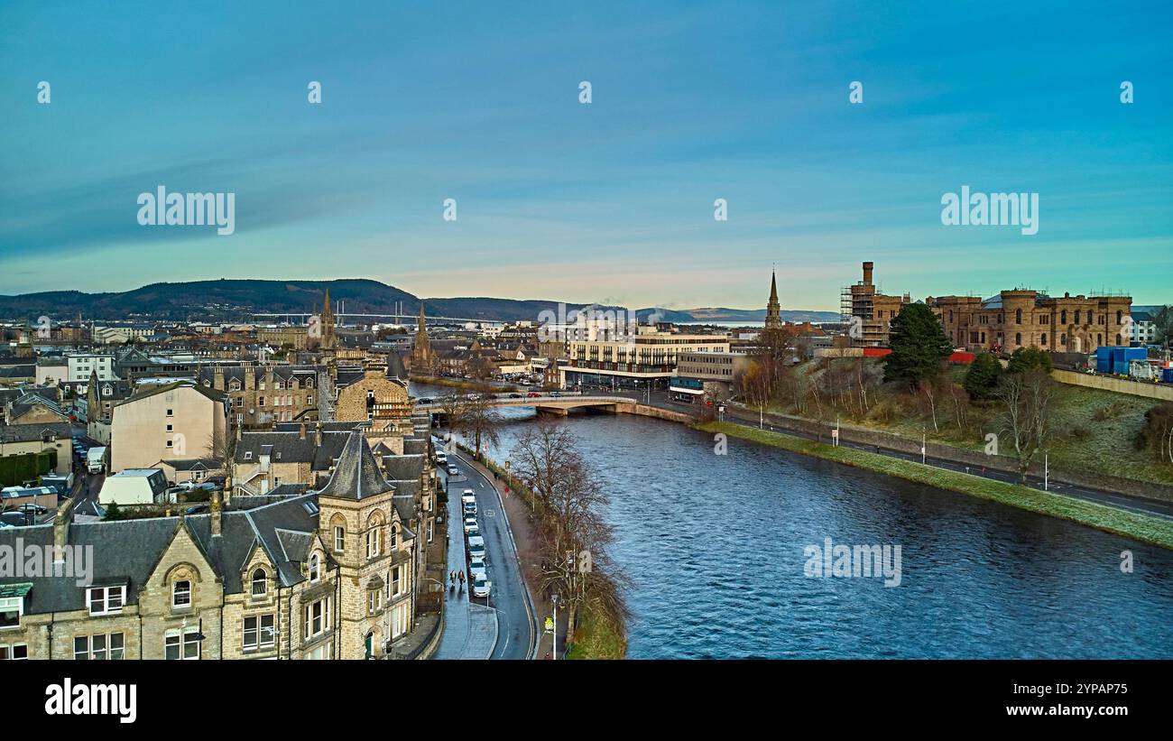 Inverness Highland Scotland November winter scene River Ness Ardross ...