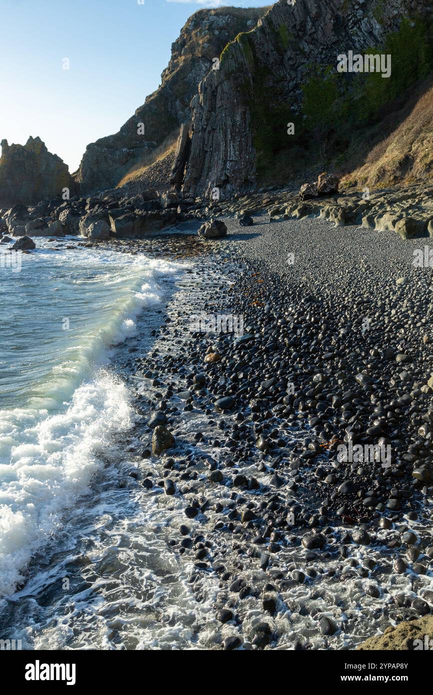 A pebble beach section along the famous Chain walk at Earlsferry, Elie ...