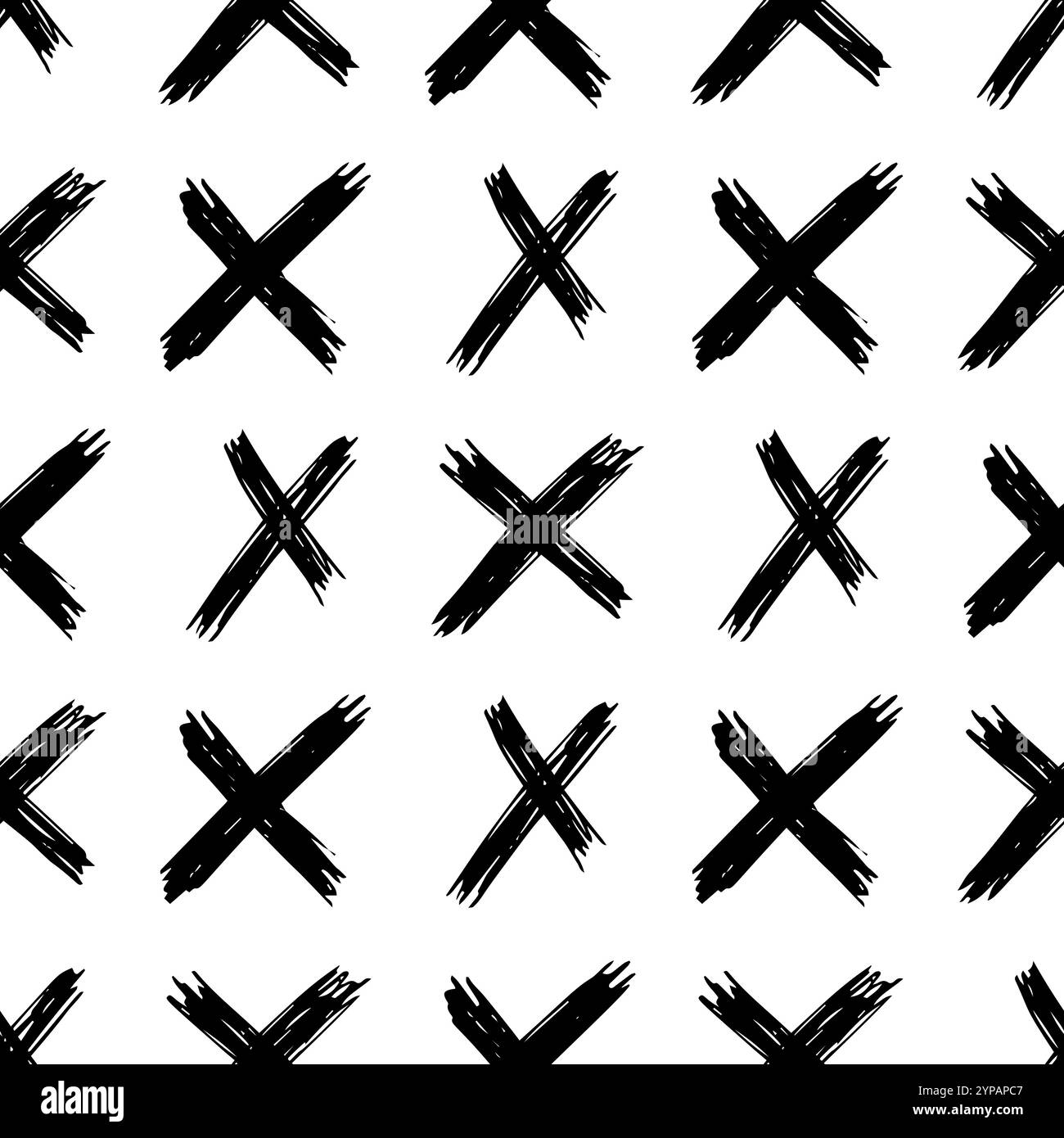 Seamless pattern with hand drawn cross symbols. Black sketch cross ...