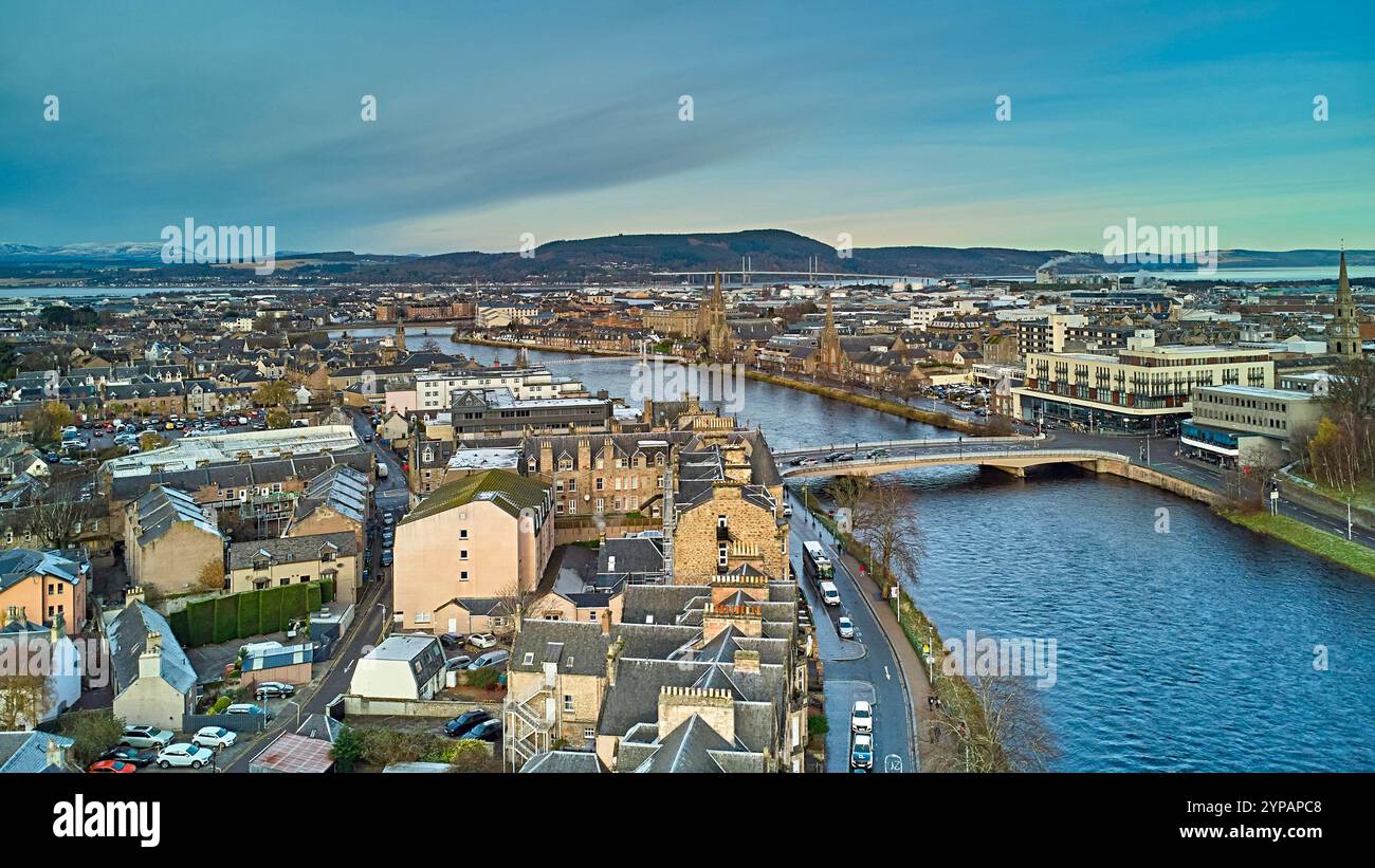 Inverness Highland Scotland winter scene River Ness Ardross Terrace ...