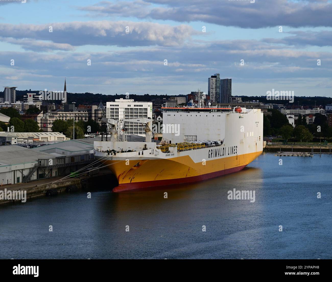 Grimaldi Lines Ro-Ro cargo ship Grande Ghana moored at Southampton ...
