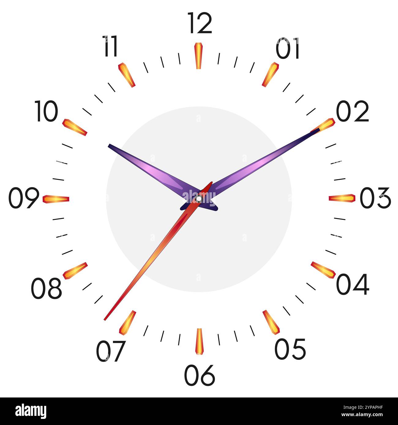 Vector illustration of mechanical clock. Clock face on white background ...