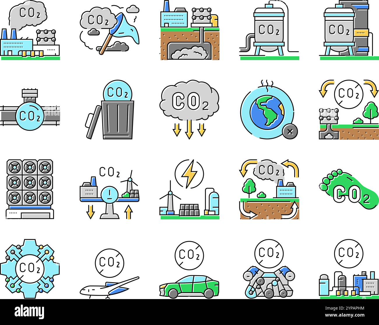carbon capture co2 storage icons set vector Stock Vector Image & Art ...