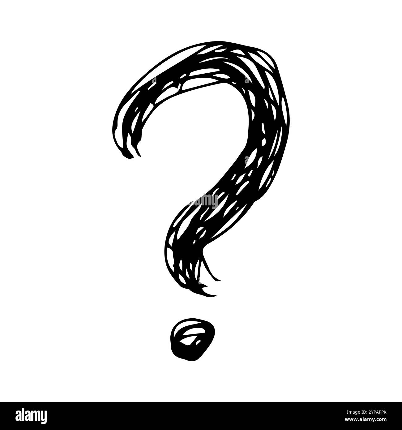 Hand drawn question mark symbol. Black sketch question mark symbol on ...