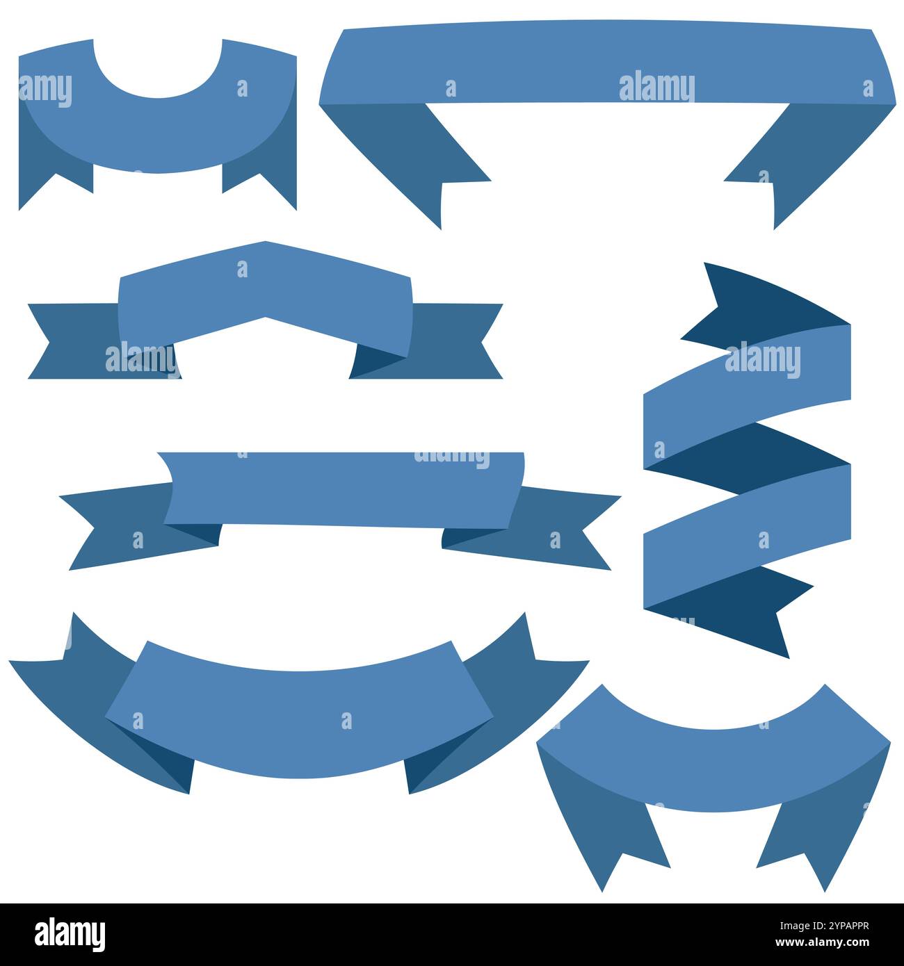 Set of seven blue ribbons and banners for web design. Great design ...