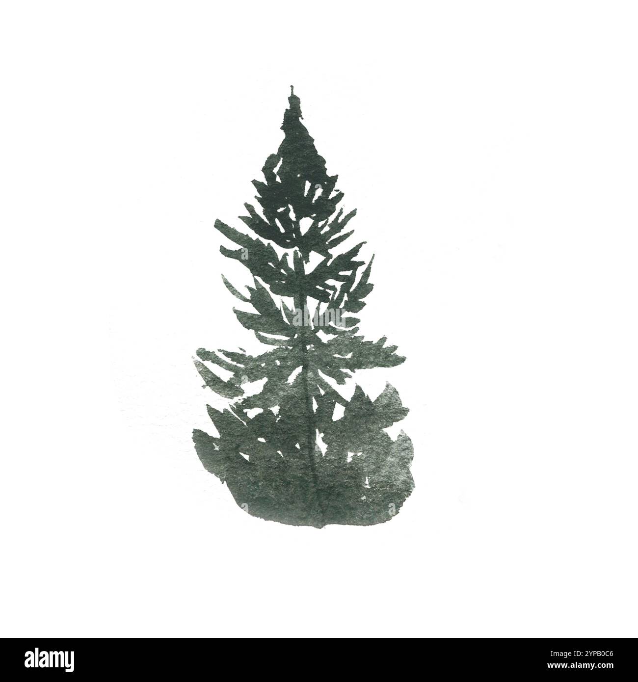 Christmas tree abstract silhouette watercolor illustration. Hand drawn ...