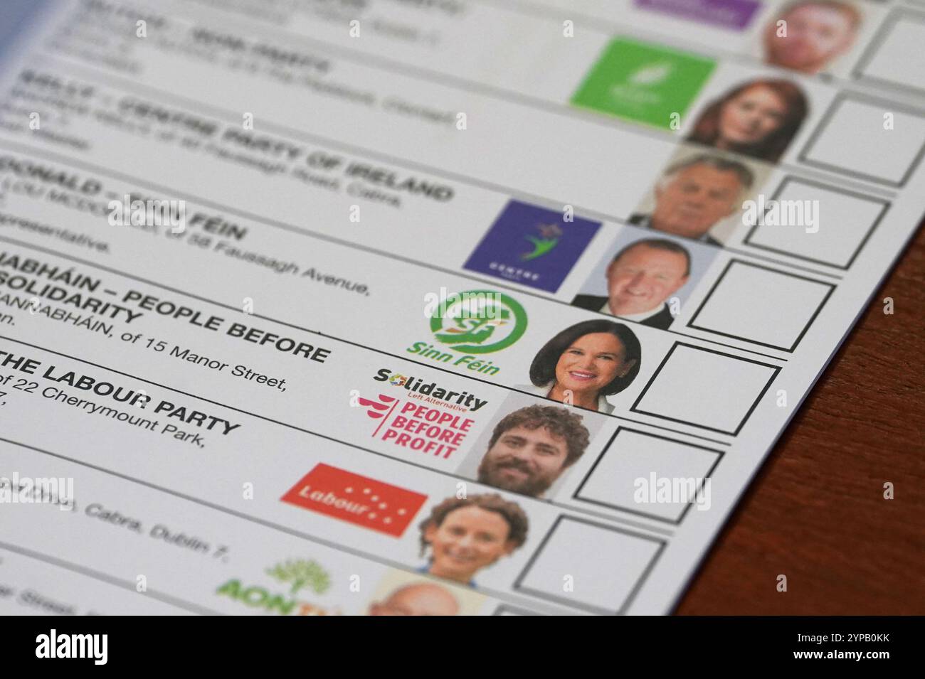 A ballot paper at St Mary's Hospital, Phoenix Park, Dublin, as voters ...