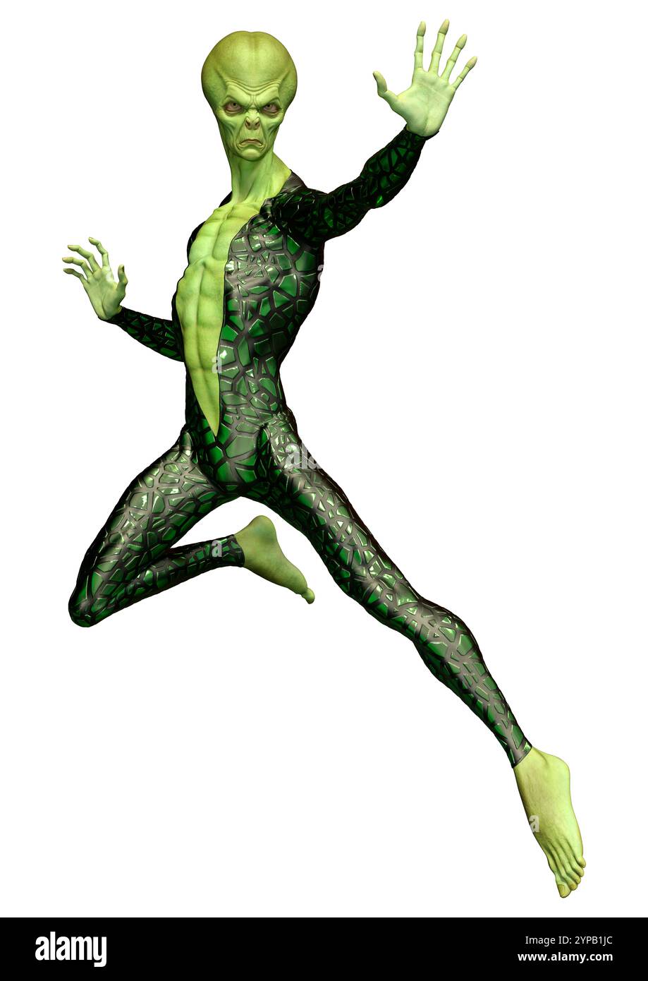 3D rendering of a green alien isolated on white background Stock Photo ...