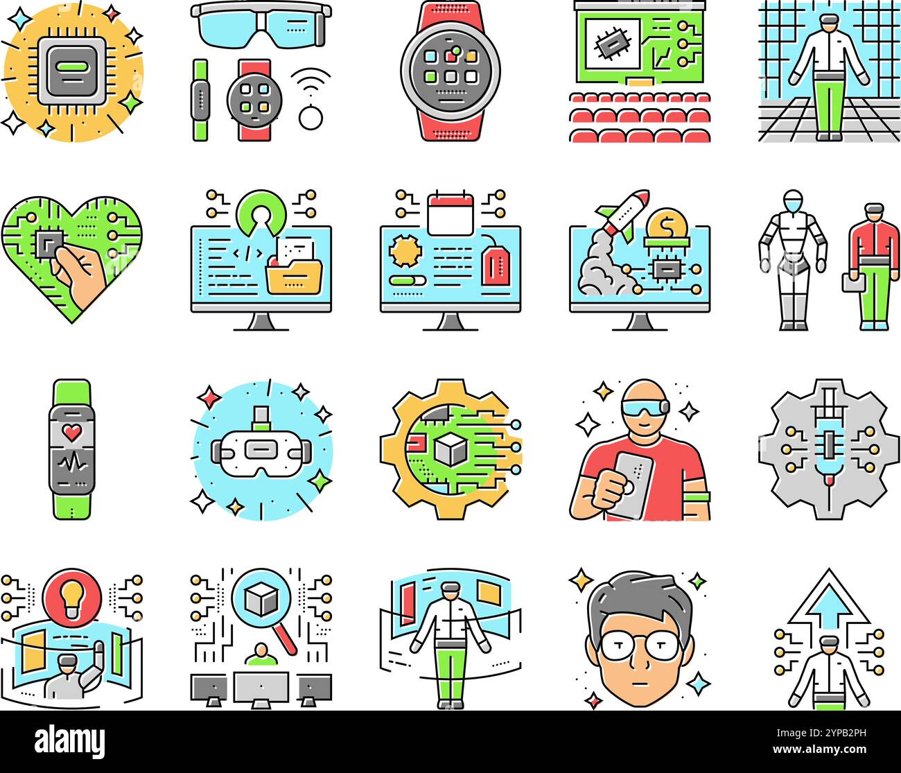 tech enthusiast geek nerd man icons set vector Stock Vector Image & Art ...