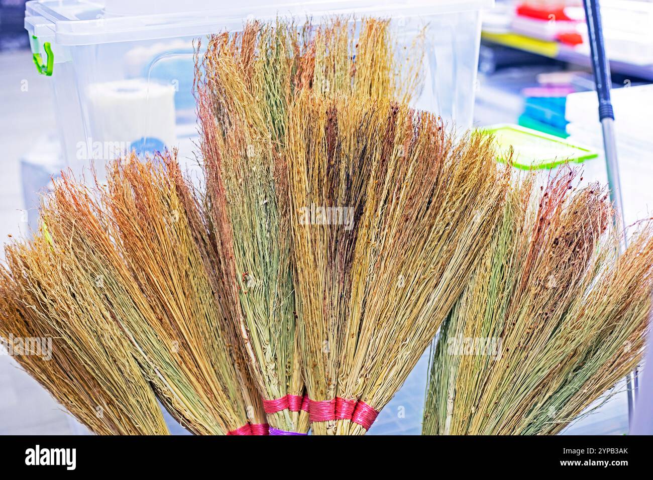 natural background of twigs used for bath and cleaning brooms Stock ...