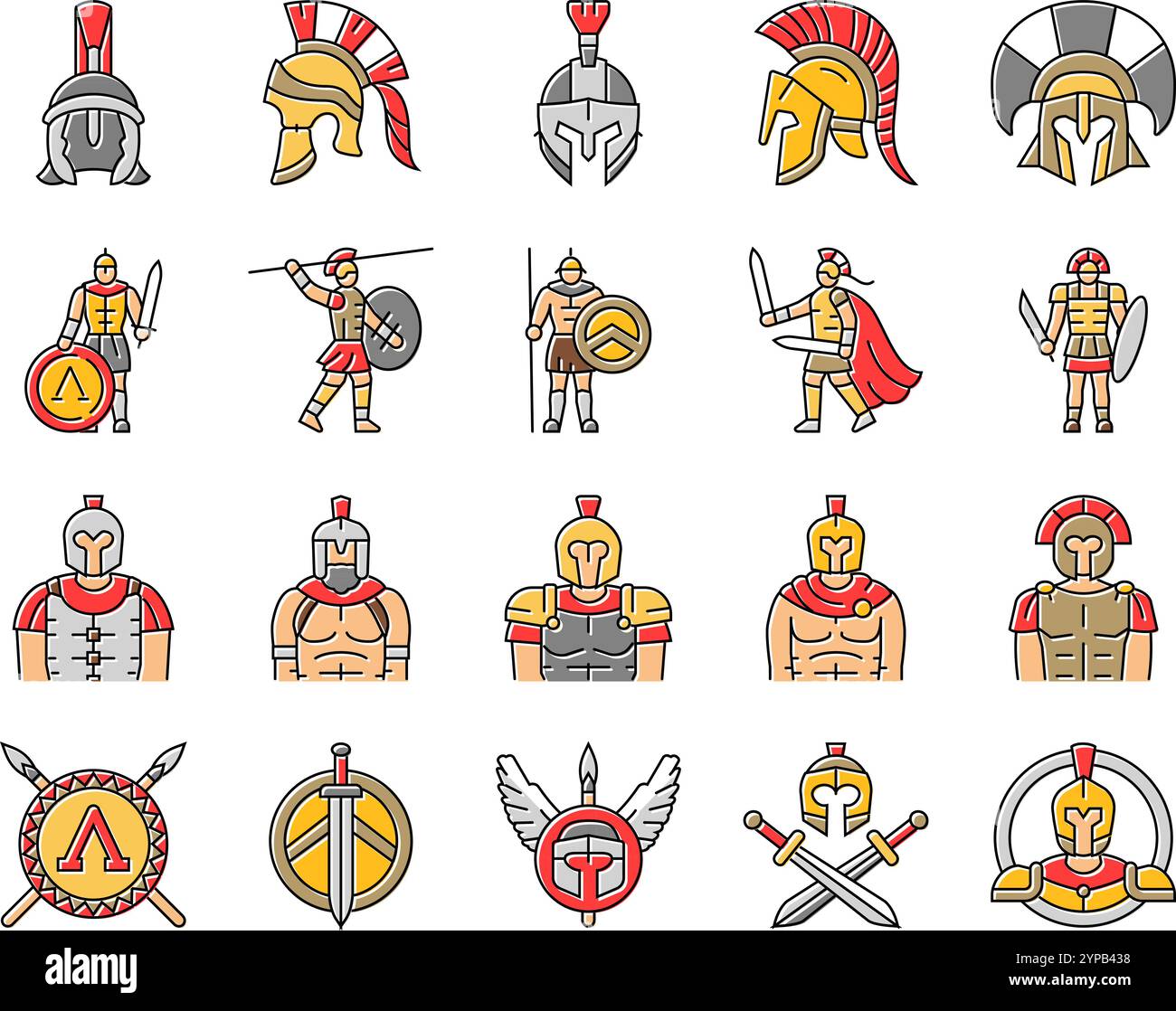 spartan warrior helmet roman icons set vector Stock Vector Image & Art ...
