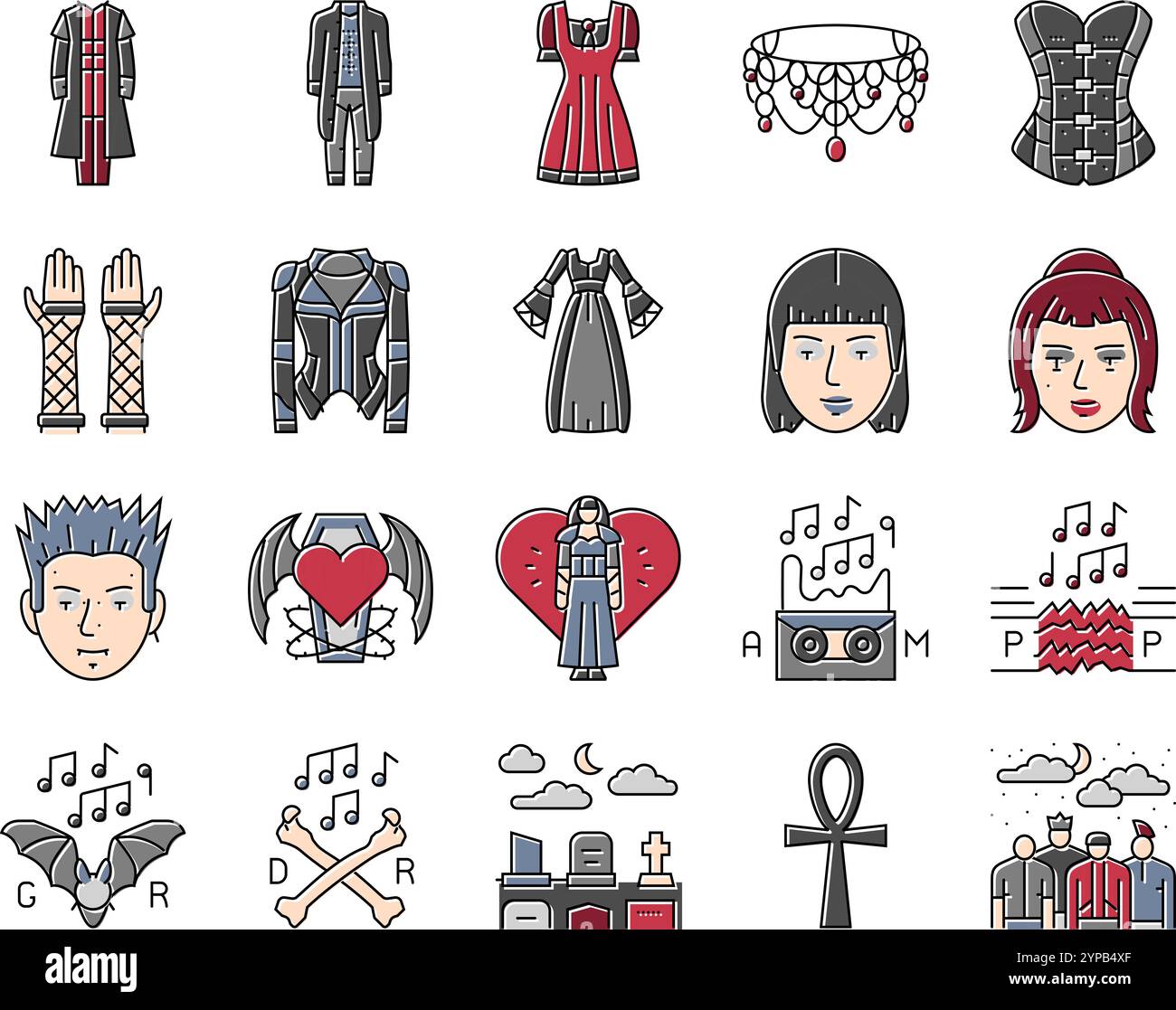 Set character woman gothic hi-res stock photography and images - Alamy