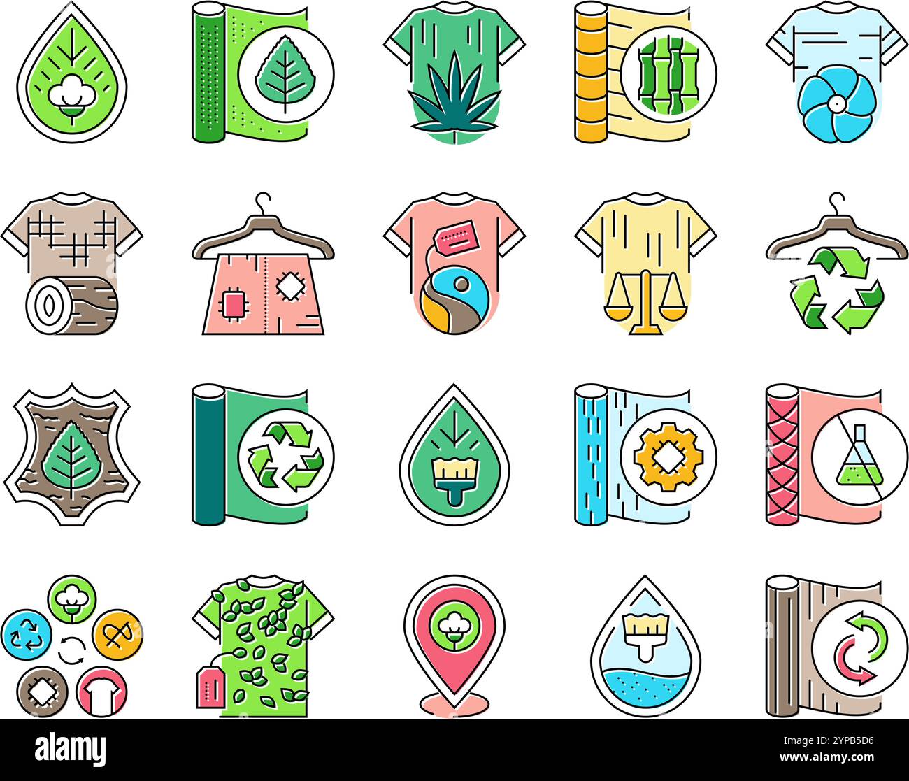 sustainable fashion textile eco icons set vector Stock Vector Image & Art - Alamy