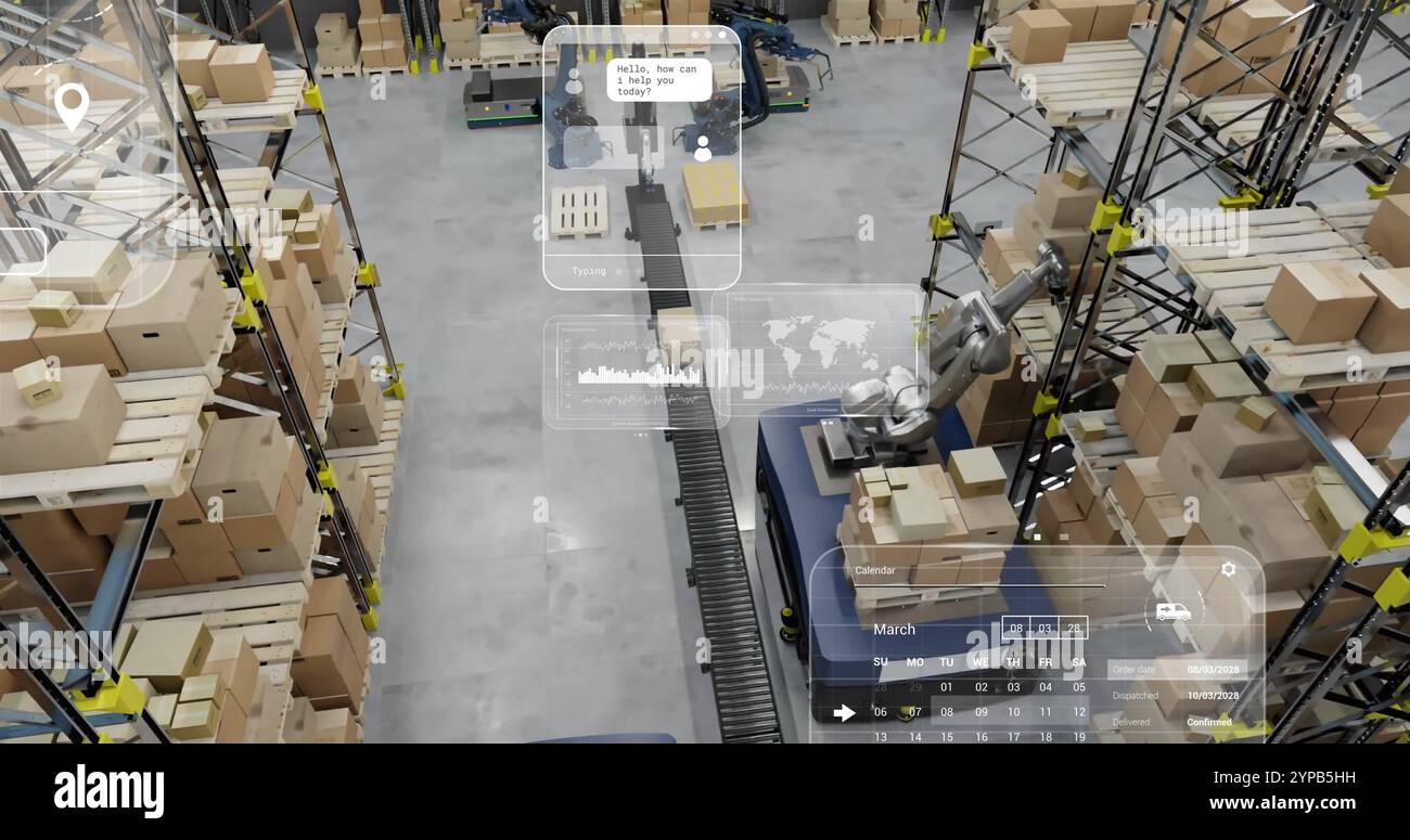 Image of diagrams and data processing over machines working in ...