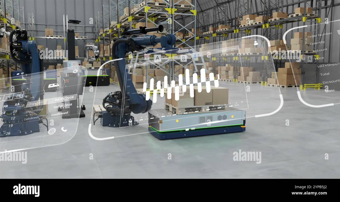 Image of diagrams and data processing over machines working in ...